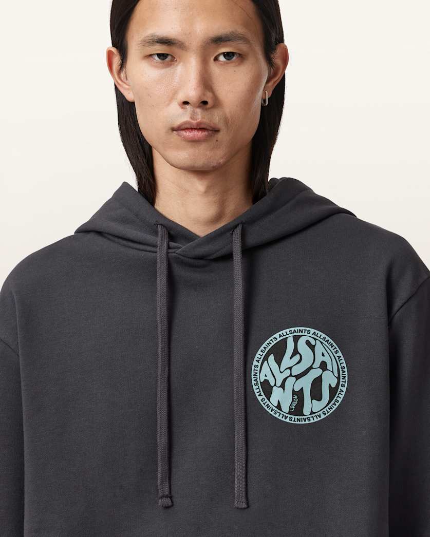 Distortion Graphic Hoodie WASHED BLACK/BLUE | ALLSAINTS US